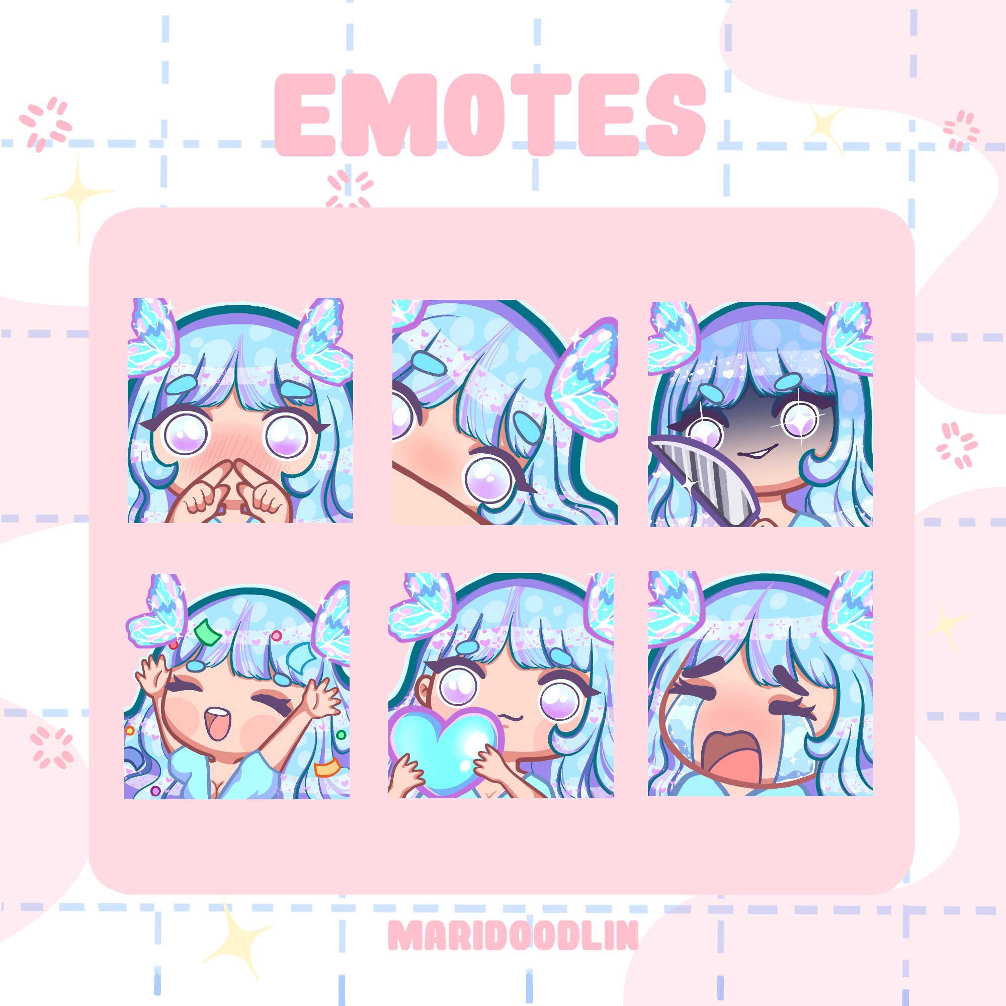 Butterfly Girl Emotes Twitch and Discord Emotes Instant Download Cute ...