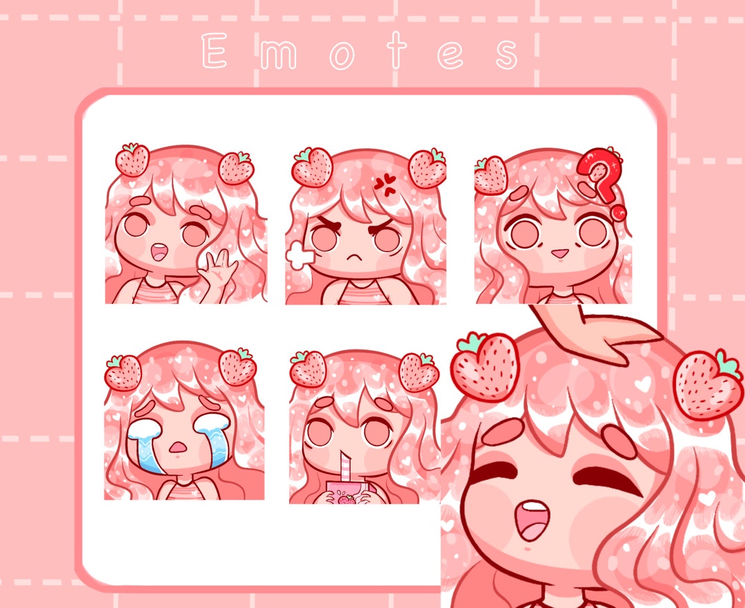 Strawberry Girl Emotes Twitch Emotes Discord Emotes Instant Download ...