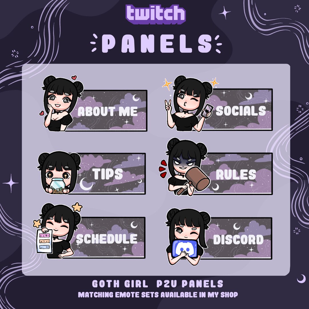 Goth Girl Panels | Twitch & Discord Graphics | Instant Download | Gamer ...