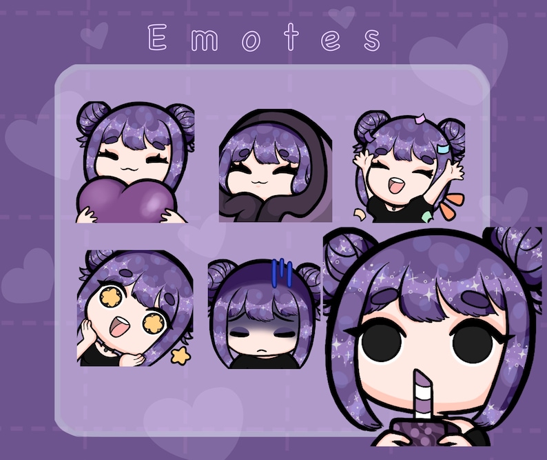 Purple Goth Girl Emotes 2 Twitch and Discord Emotes - Etsy