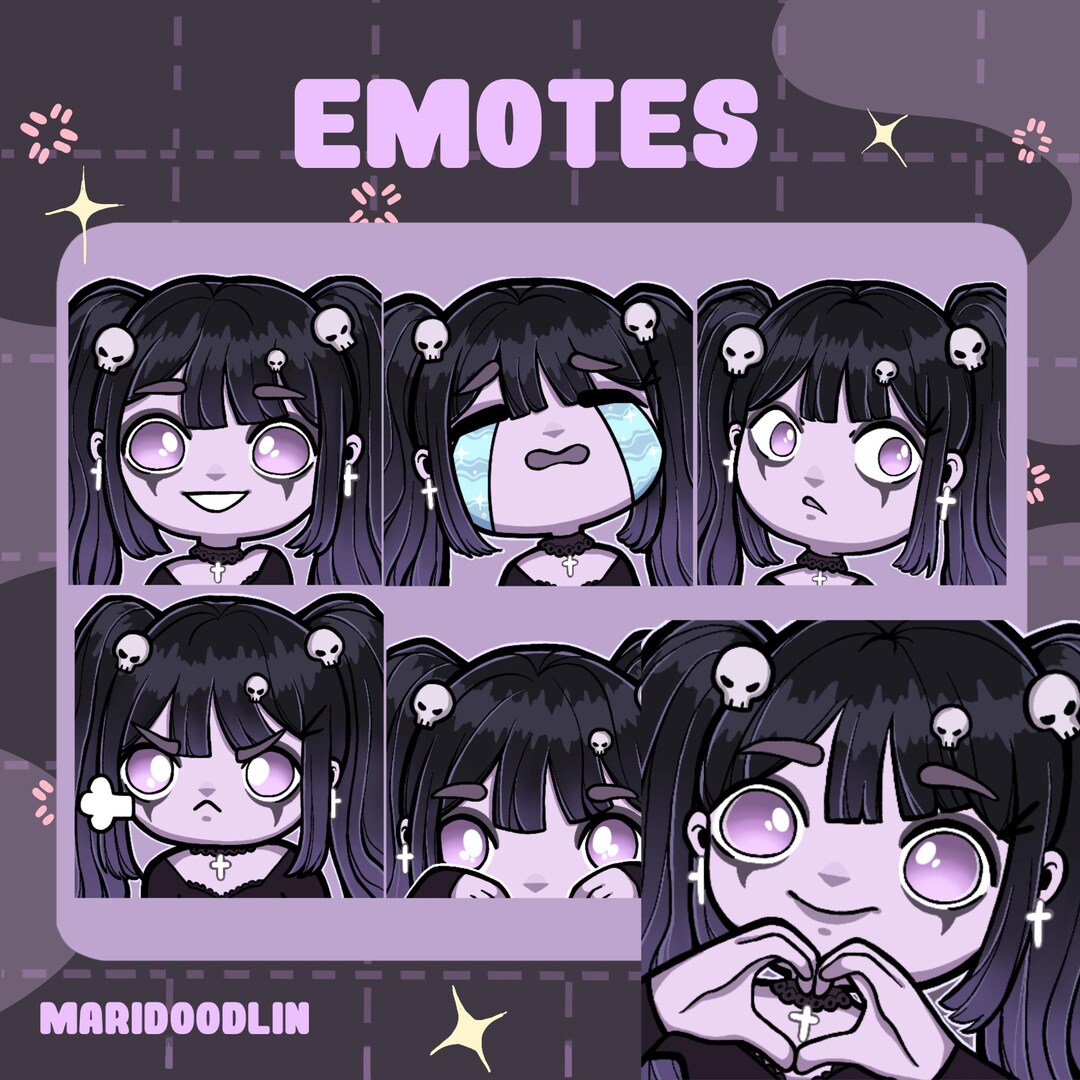 Goth Girl Emotes | Twitch Emotes | Discord Emotes | Instant Download ...