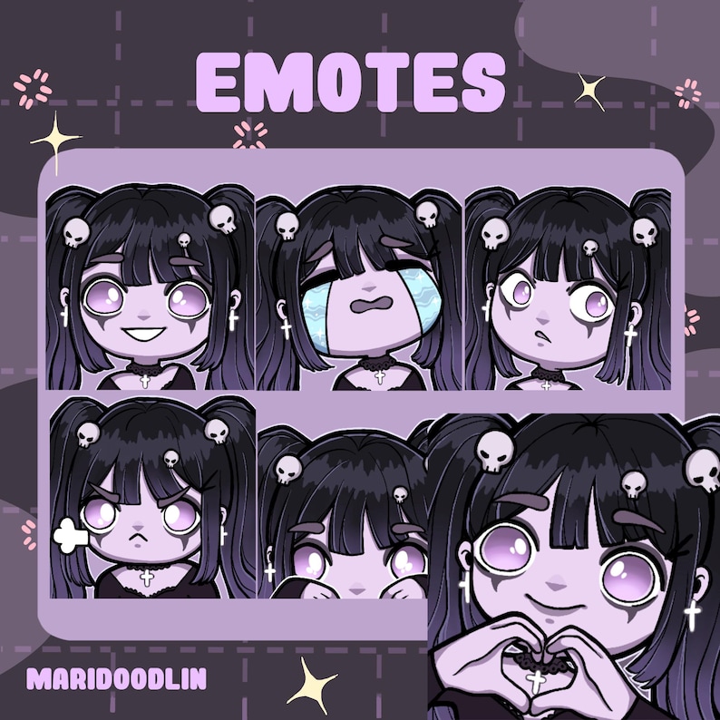 Goth Girl Emotes | Twitch & Discord Emotes (instant Download) - Etsy