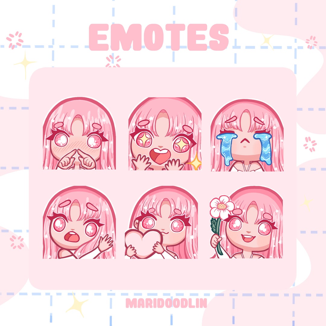 Pastel Pink Girl Emotes Twitch and Discord Emotes Instant Download ...