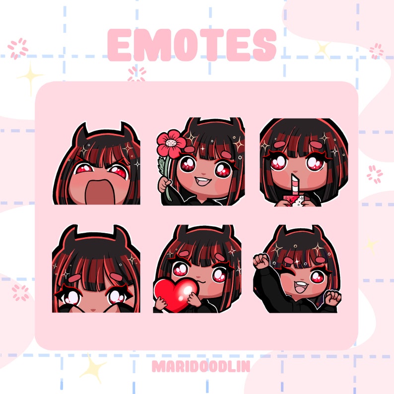 Dark Demon Girl Emotes Twitch Emotes Discord Emotes Instant Download ...