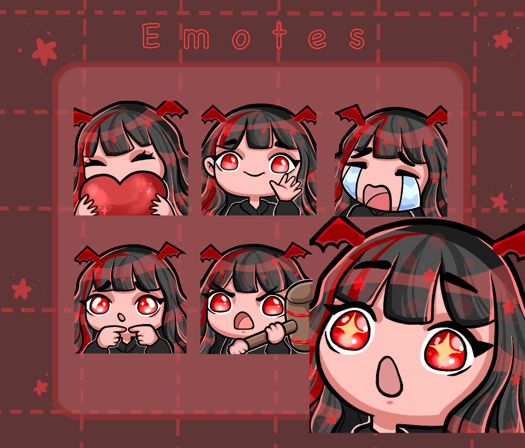 Red Bat Girl Emotes | Twitch and Discord Emotes | Instant Download - Etsy