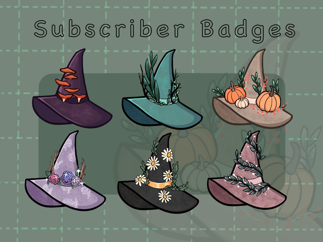 Botanical Witch Hats Subscriber Badges | Plants | Magical | Green ...