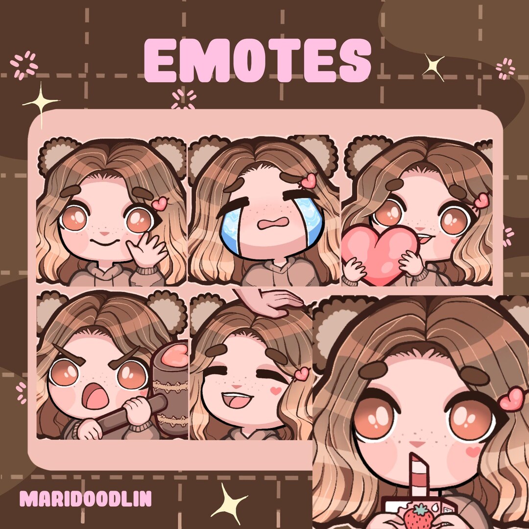 Cute Teddy Bear Girl Emotes | Twitch and Discord Emotes | Instant ...
