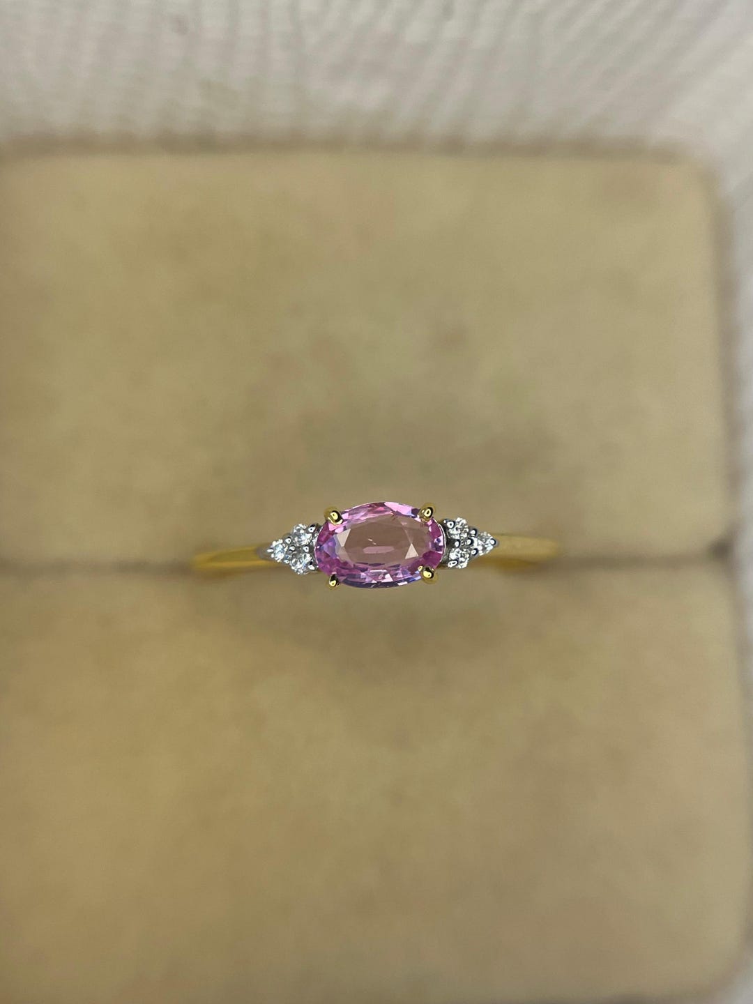 Natural Pink Sapphire Ring, 18k Solid Gold Pink Sapphire Ring, Diamond ...