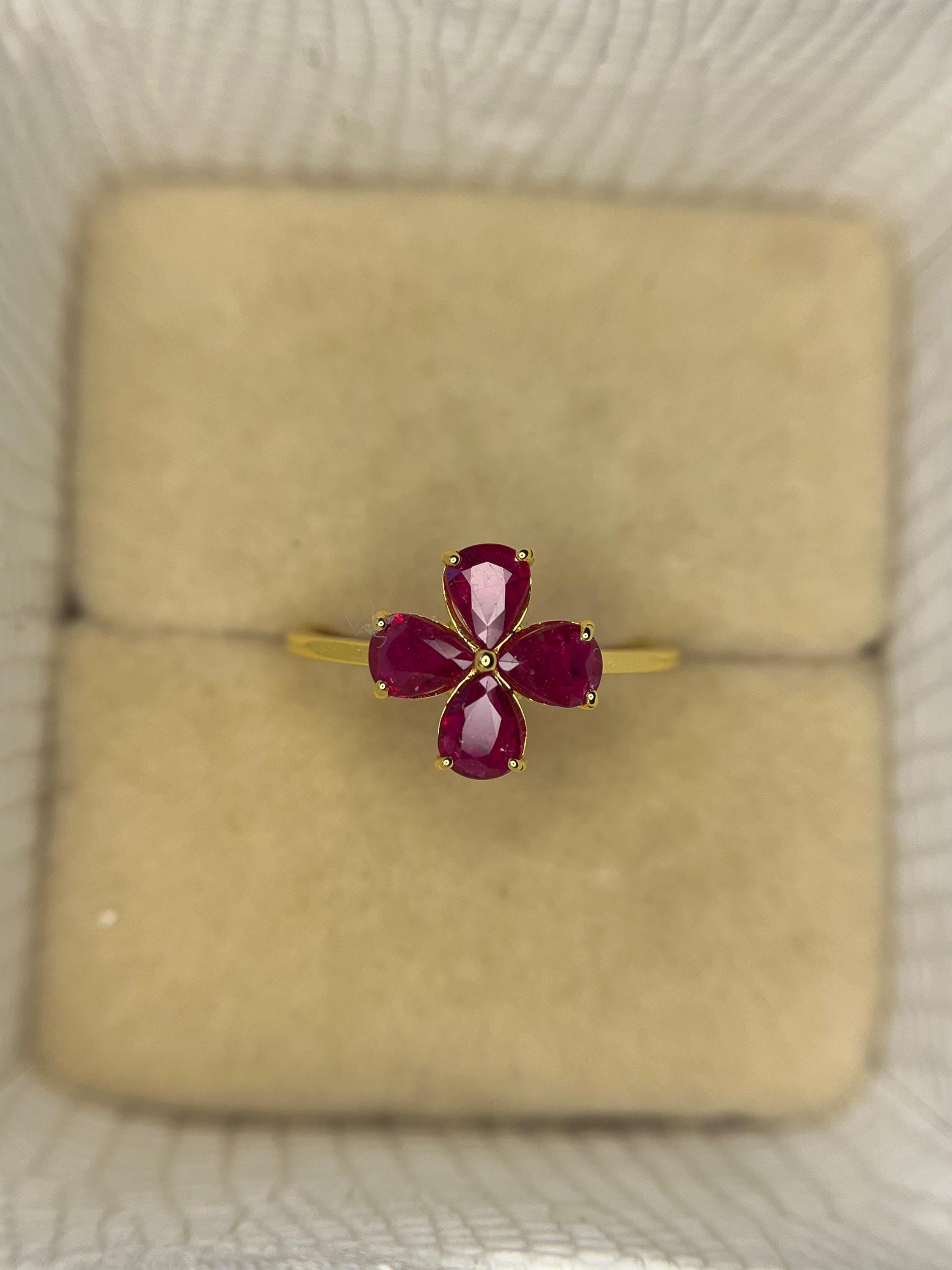 Radiant Ruby Ring in Gold, Raw Ruby Ring in Gold, Natural Ruby Ring ...
