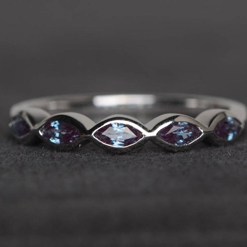 Eternity Band/2mm Alexandrite Wedding Ring/925 Sterling Silver - Etsy