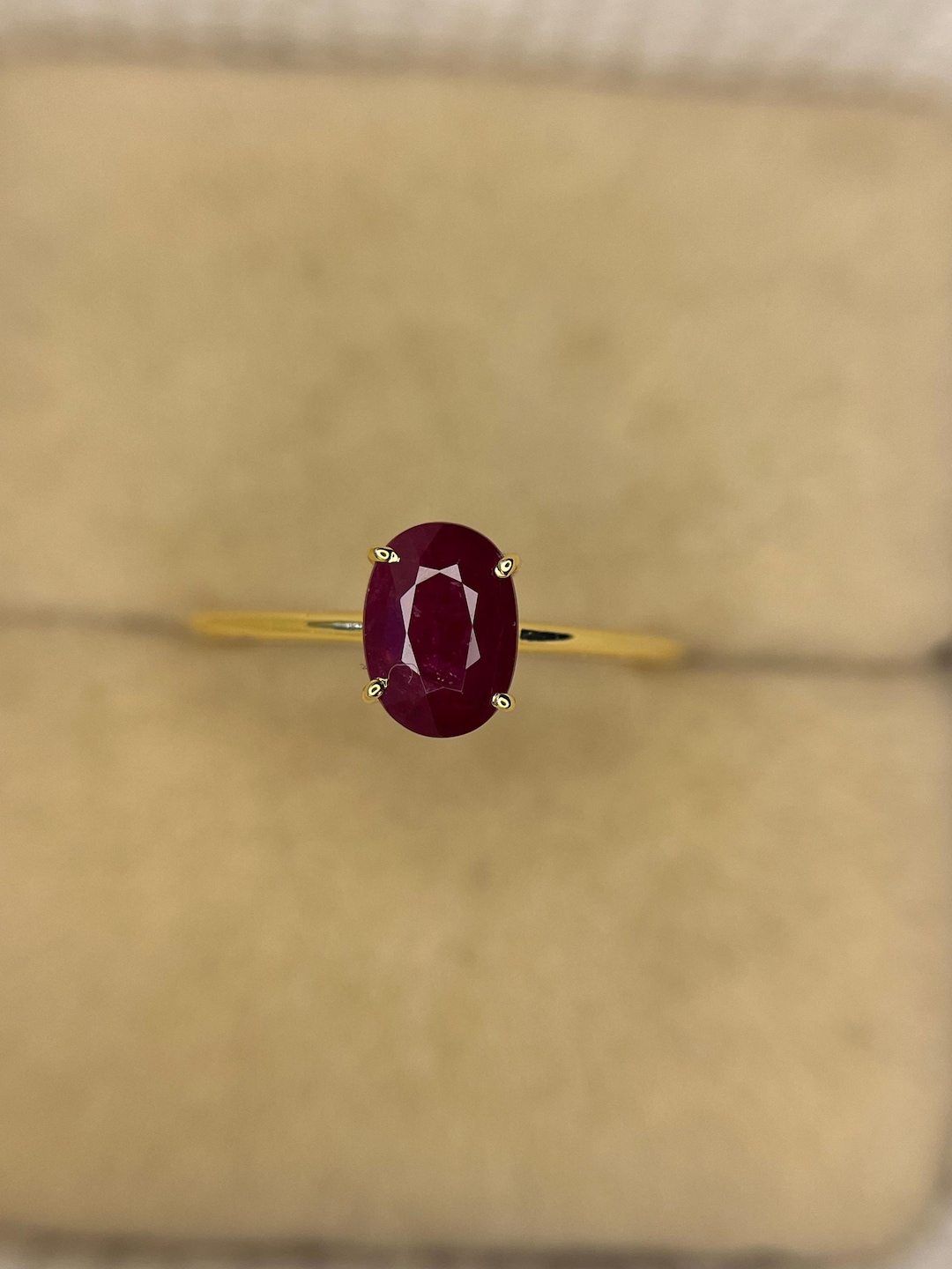 Ruby Rings Yellow Gold Ruby Gemstone Ring 14K Gold Red Ruby Ring Ruby ...