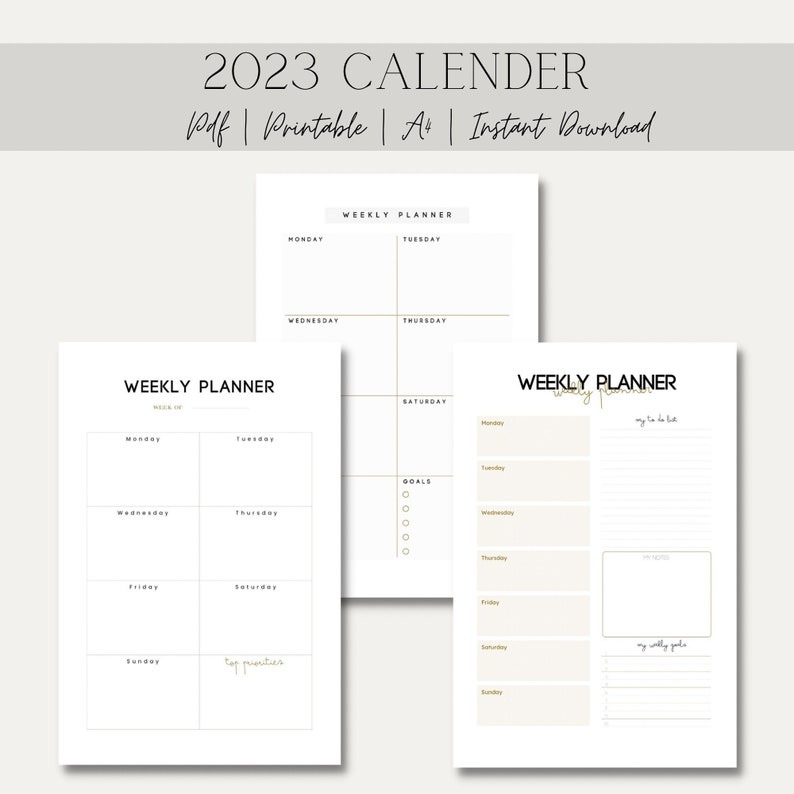 Simple Weekly Planner Printable, Minimal Daily Organization, Digital ...