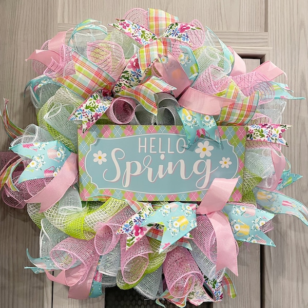 Spring Mesh Wreath - Etsy