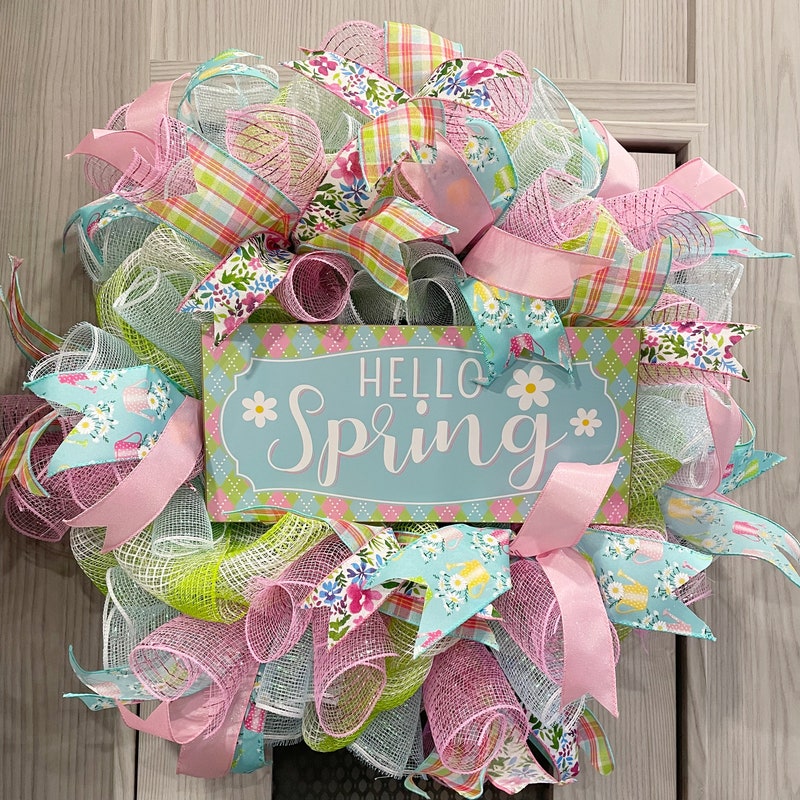 Spring Mesh Wreath - Etsy