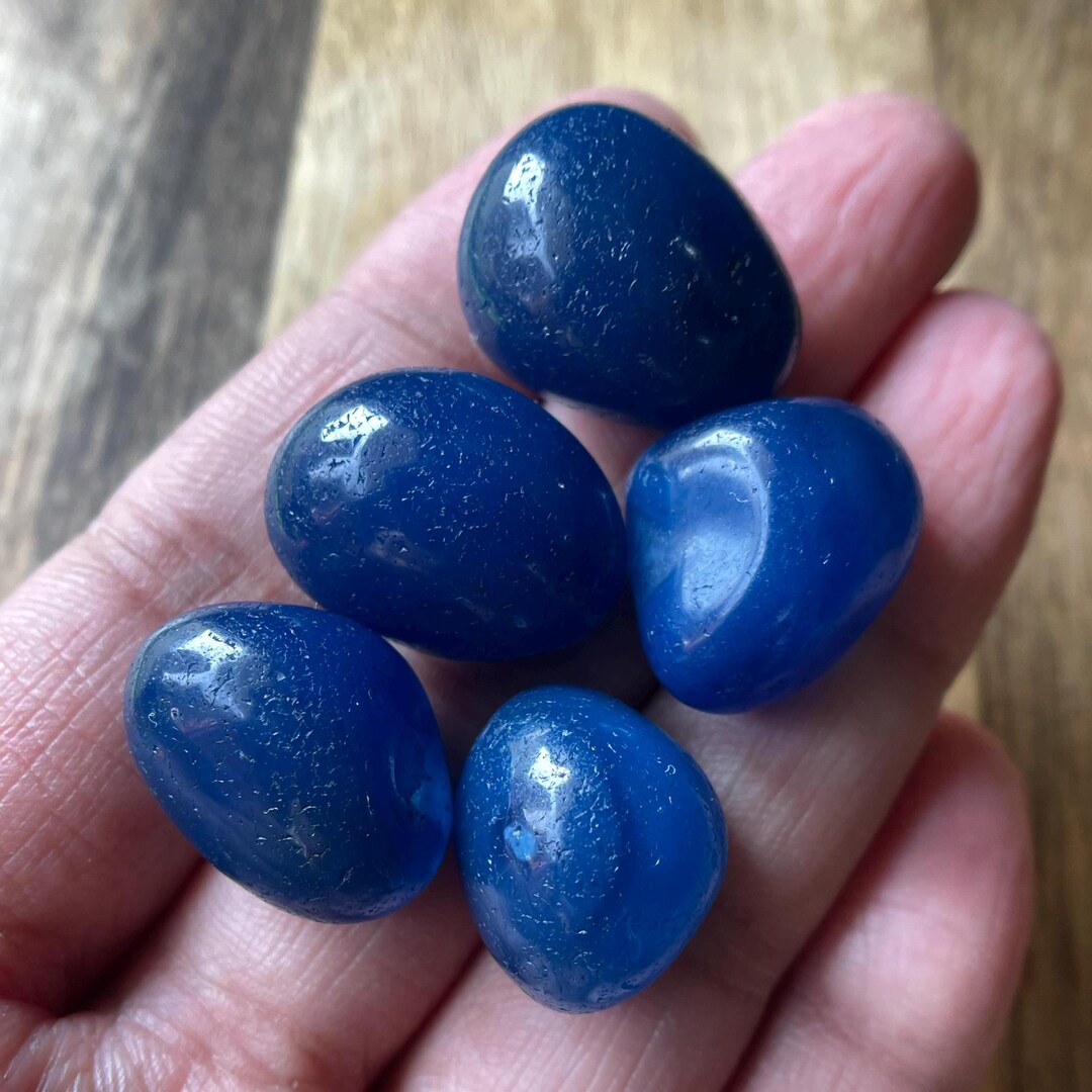 5 Pcs, Blue Agate Tumbled Stone-100%natural Blue Agate Loose Gemstone ...