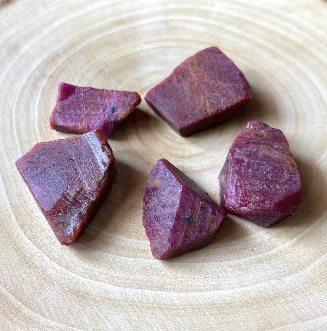 5 Pcs~ Natural Ruby Raw Stone, Size-18-22 MM, Ruby Raw Healing Crystal ...