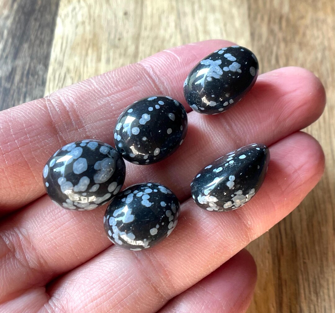 5 Snowflake Obsidian Tumbled Stones: Natural Gemstone Healing Crystals ...