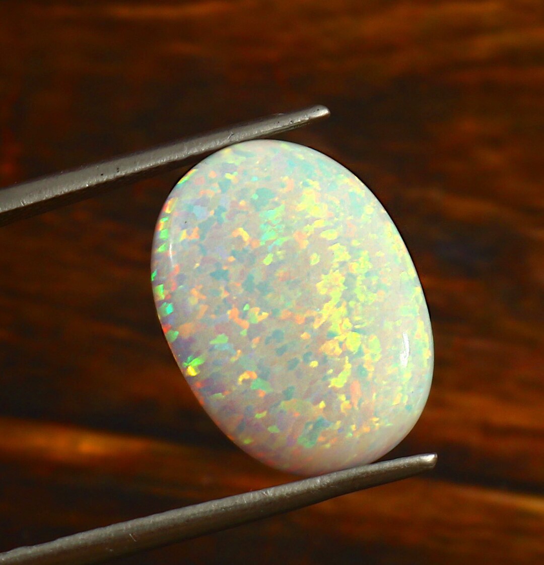 A+quality White Solid Opal Smooth Cabochon Gemstone, 3.30 Cts 15x12x3 ...