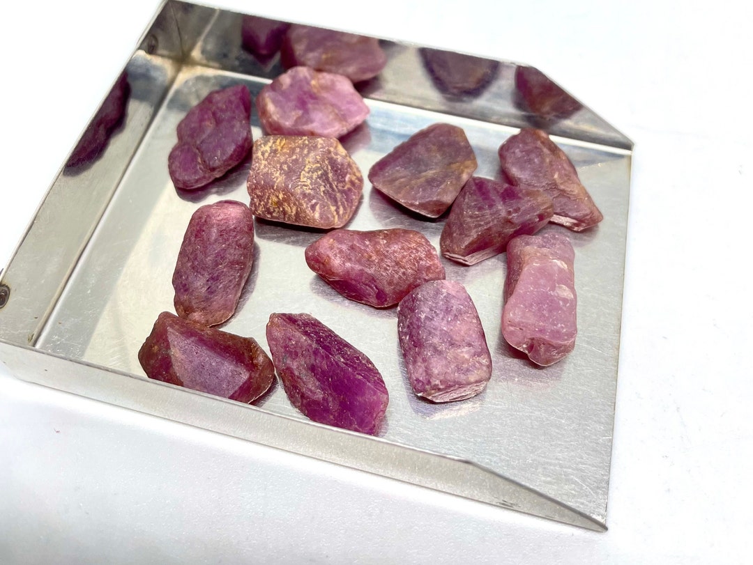 5PCS~BLOOD RED RAW Ruby&pinkish Colour From Madagscar100% Natural ...