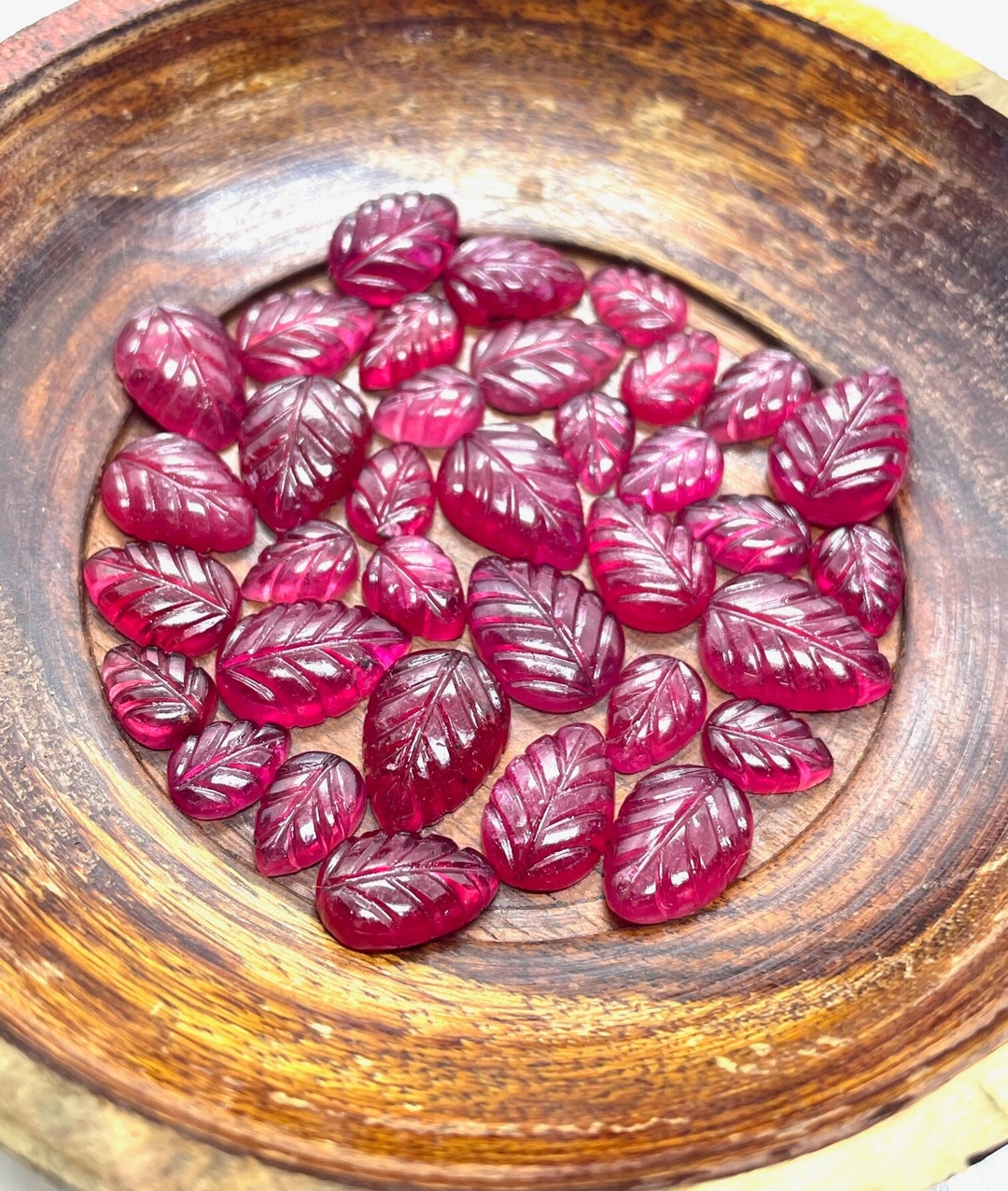 Natural Thailand Red Ruby Carved Gemstone, 10-14 MM, Leaf Shape Ruby ...