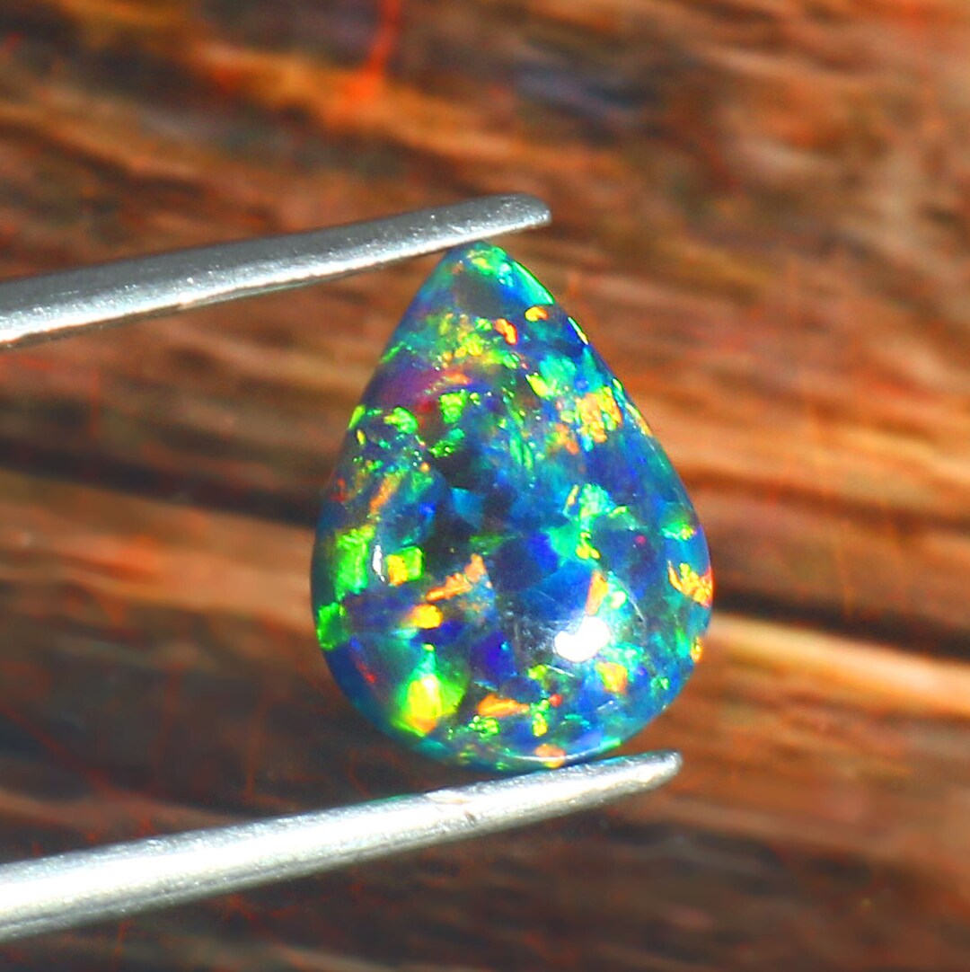 Aaaablack Solid Opal Smooth Gemstone 10x8x4 MM Multi Fire Bello Opal ...