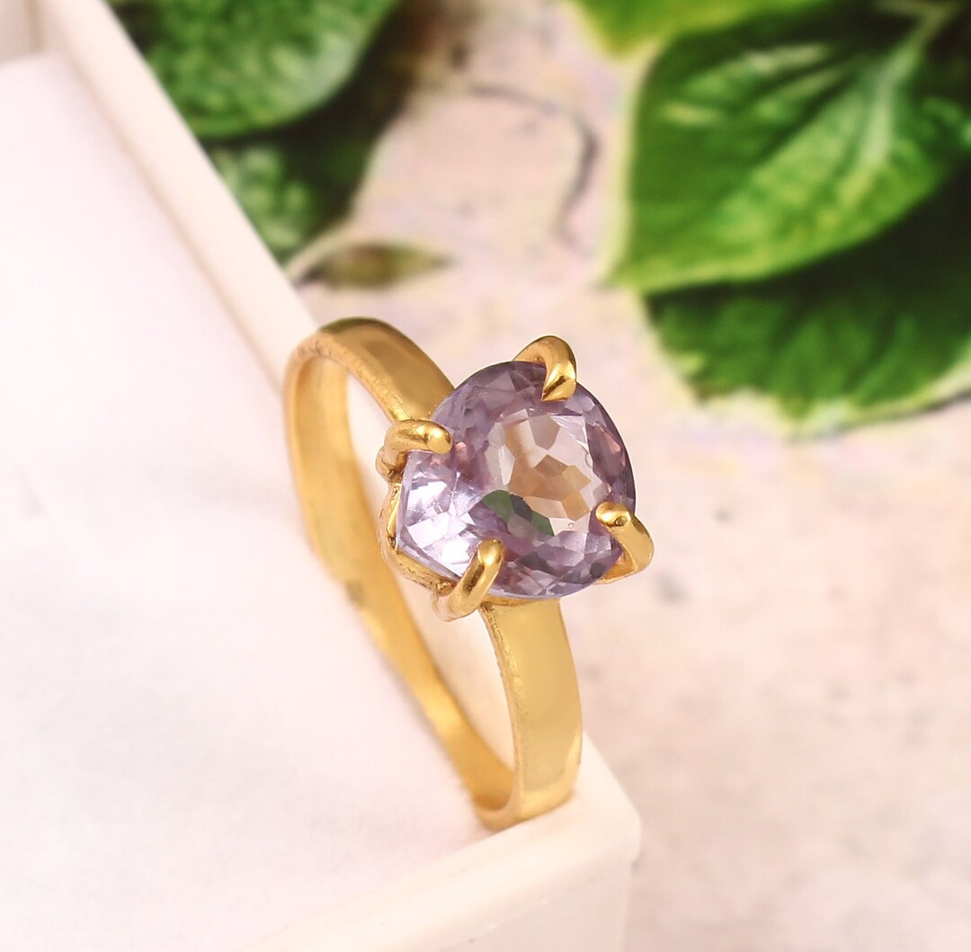 Color Change Alexandrite Ring, 18K Gold Filled, Engagement Ring, Heart ...