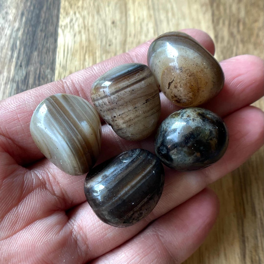5 Pcs, Banded Agate Tumbled Stone-100%natural Banded Agate- Natural ...