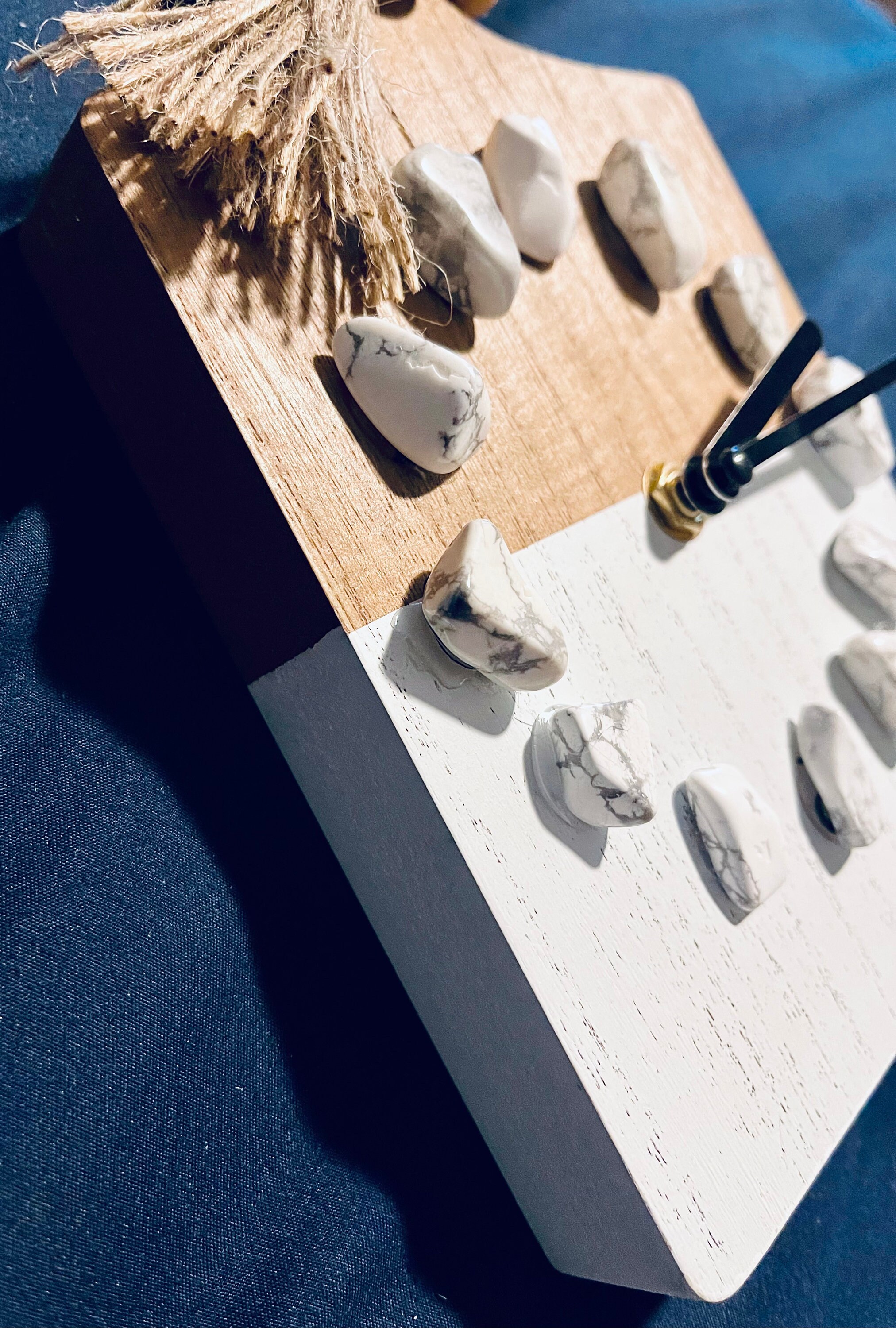 Repurposed Wooden Two-tone Clock With Howlite - Etsy