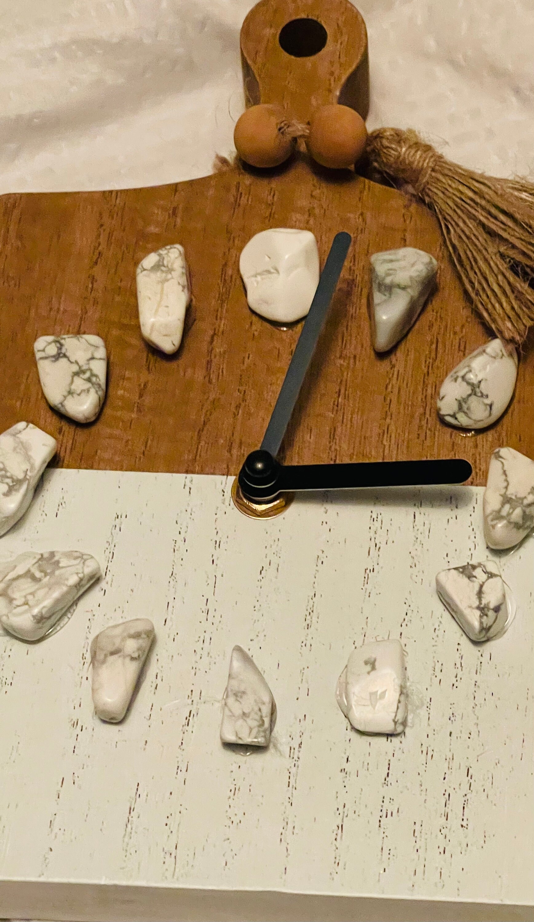 Repurposed Wooden Two-tone Clock With Howlite - Etsy