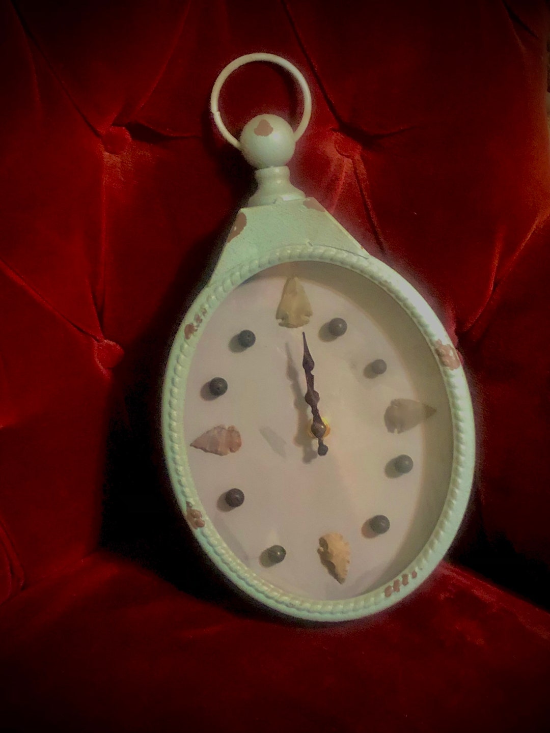 Repurposed Metal Clock With Agate & Lava Stone - Etsy