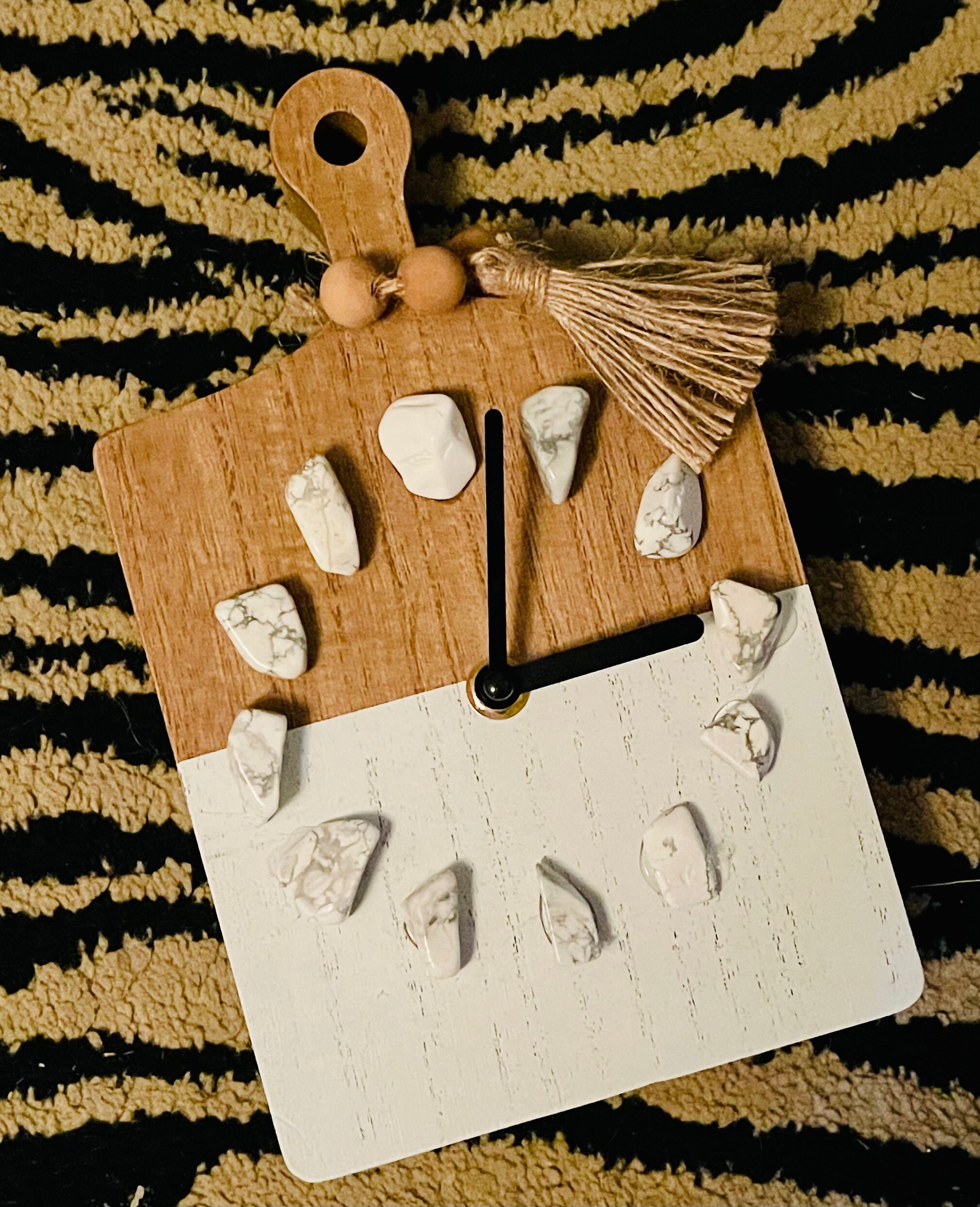 Repurposed Wooden Two-tone Clock With Howlite - Etsy