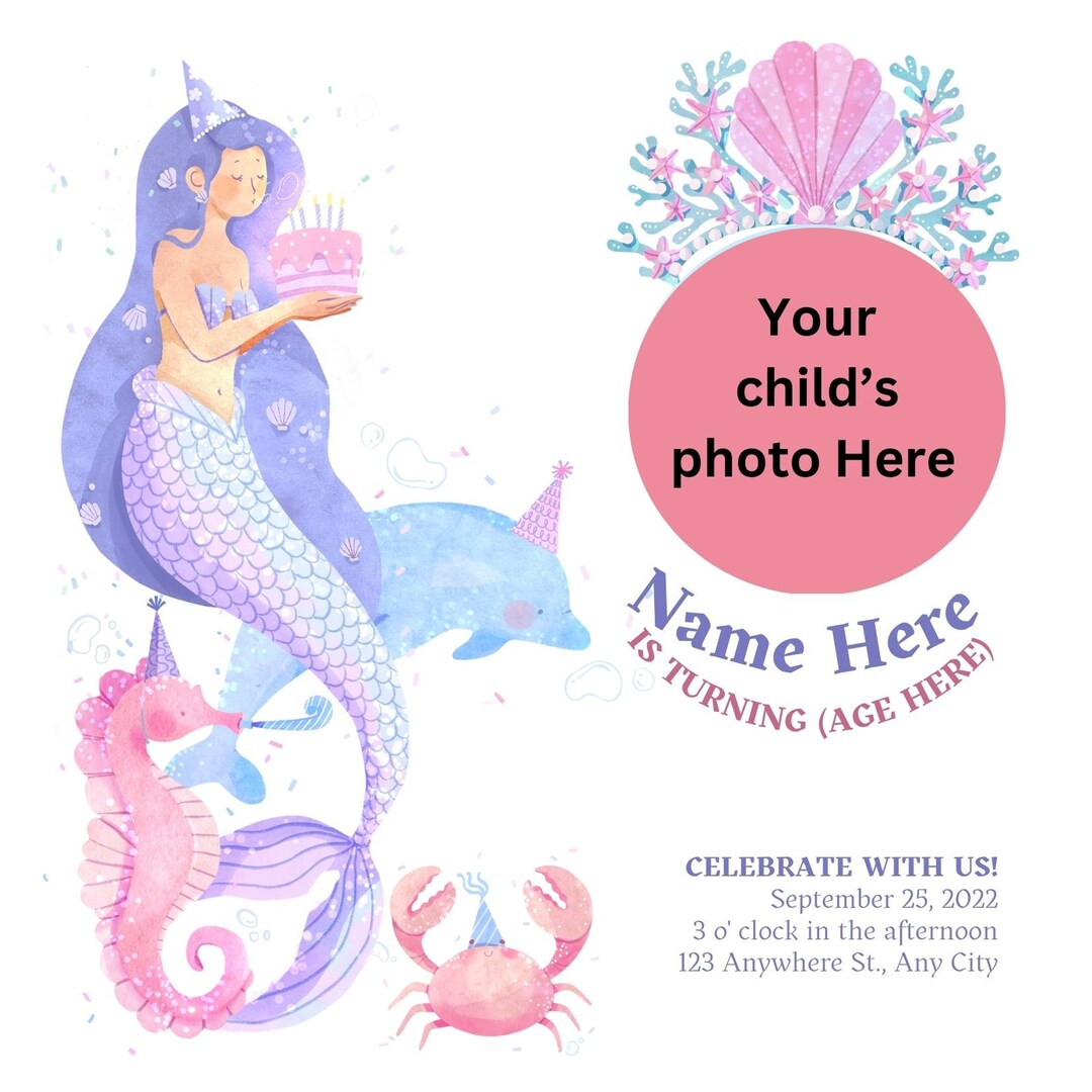 Sea Mermaid Birthday Invitation - Etsy