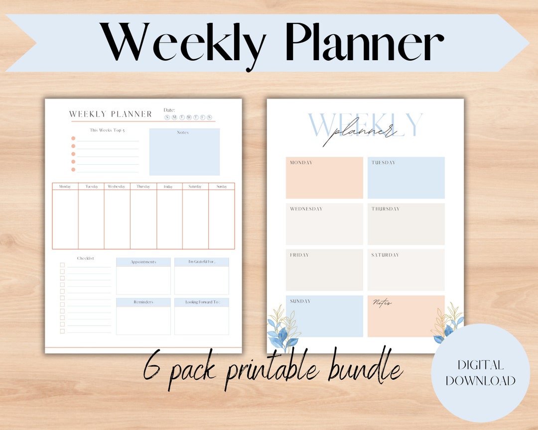 Undated Simple Weekly Planner for Creating Organization and Mental ...