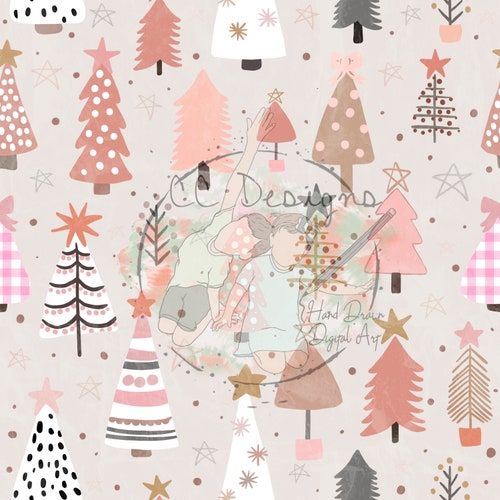 Boho Christmas Trees Clip Art Modern & Messy Clip Art - Etsy