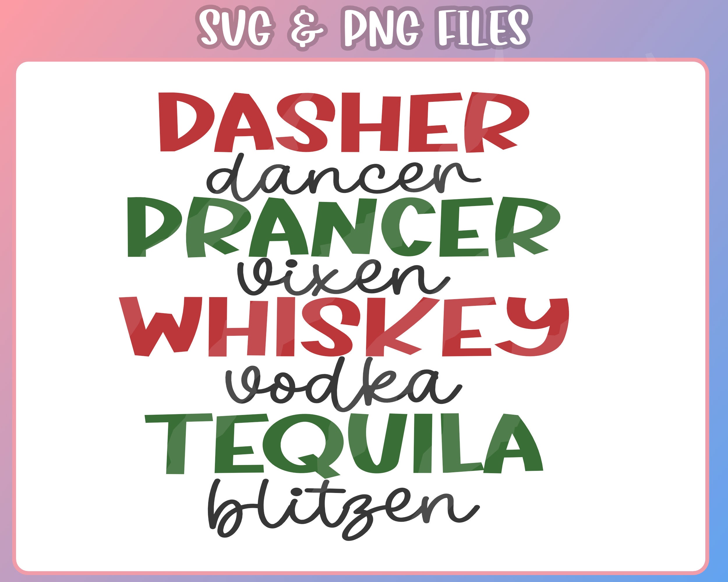Reindeer Names Svg Png, Reindeer Alcohol Svg, Funny Christmas Party Svg ...