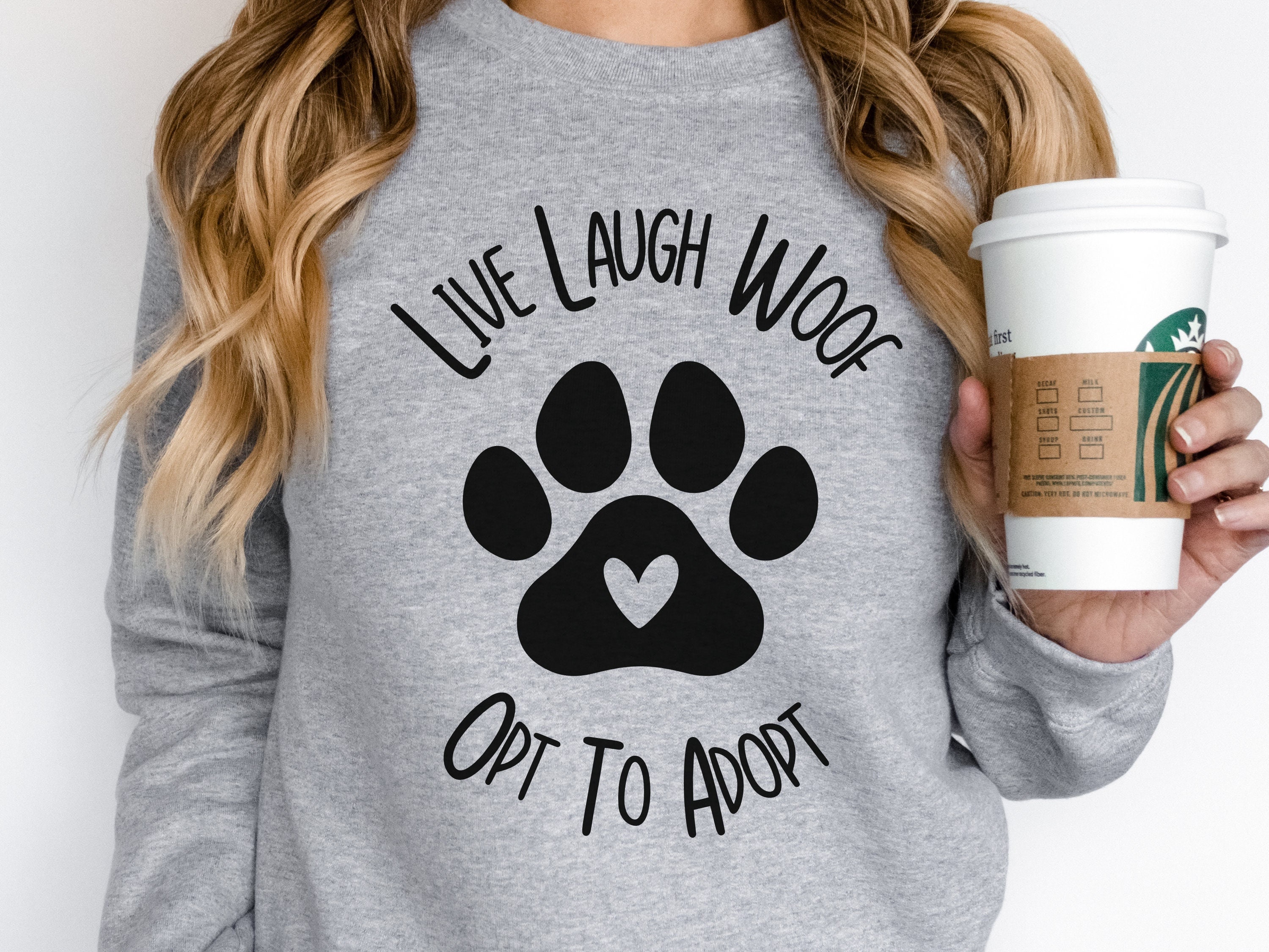 Dog Lover Svg Png, Live Laugh Woof Svg, Opt to Adopt, Animal Rescue ...