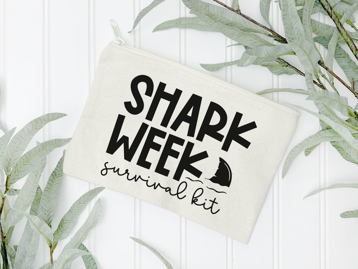 Shark Week Survival Kit SVG, Funny Makeup Bag Cut File, Instant Digital ...