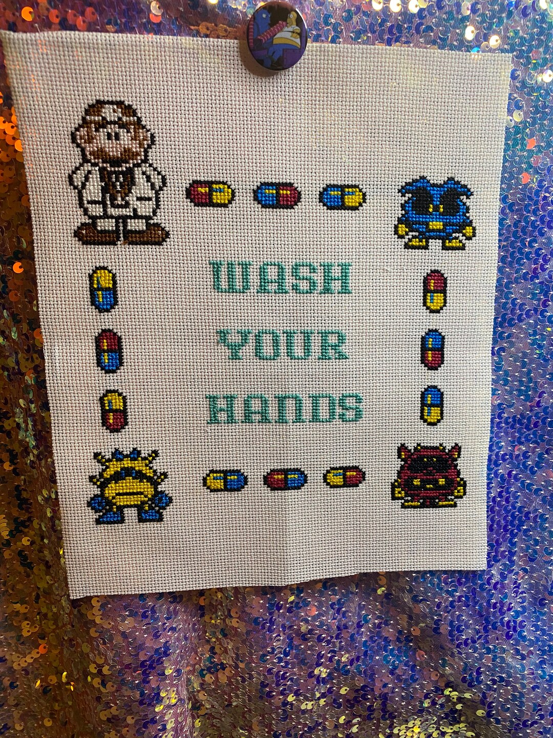 Doctor Mario Wash Your Hands Bathroom Cross Stitch - Etsy