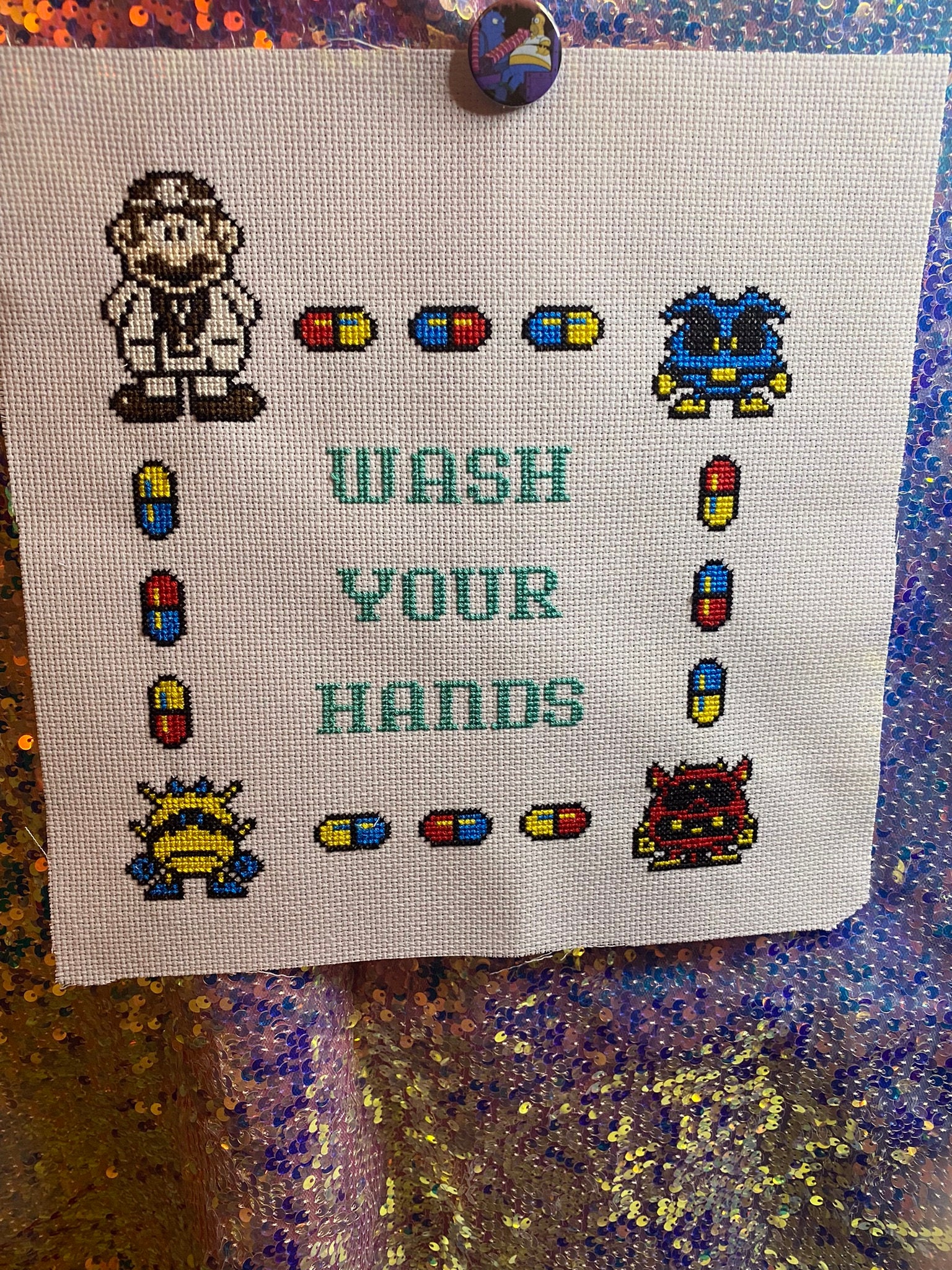 Doctor Mario Wash Your Hands Bathroom Cross Stitch Sign - Etsy