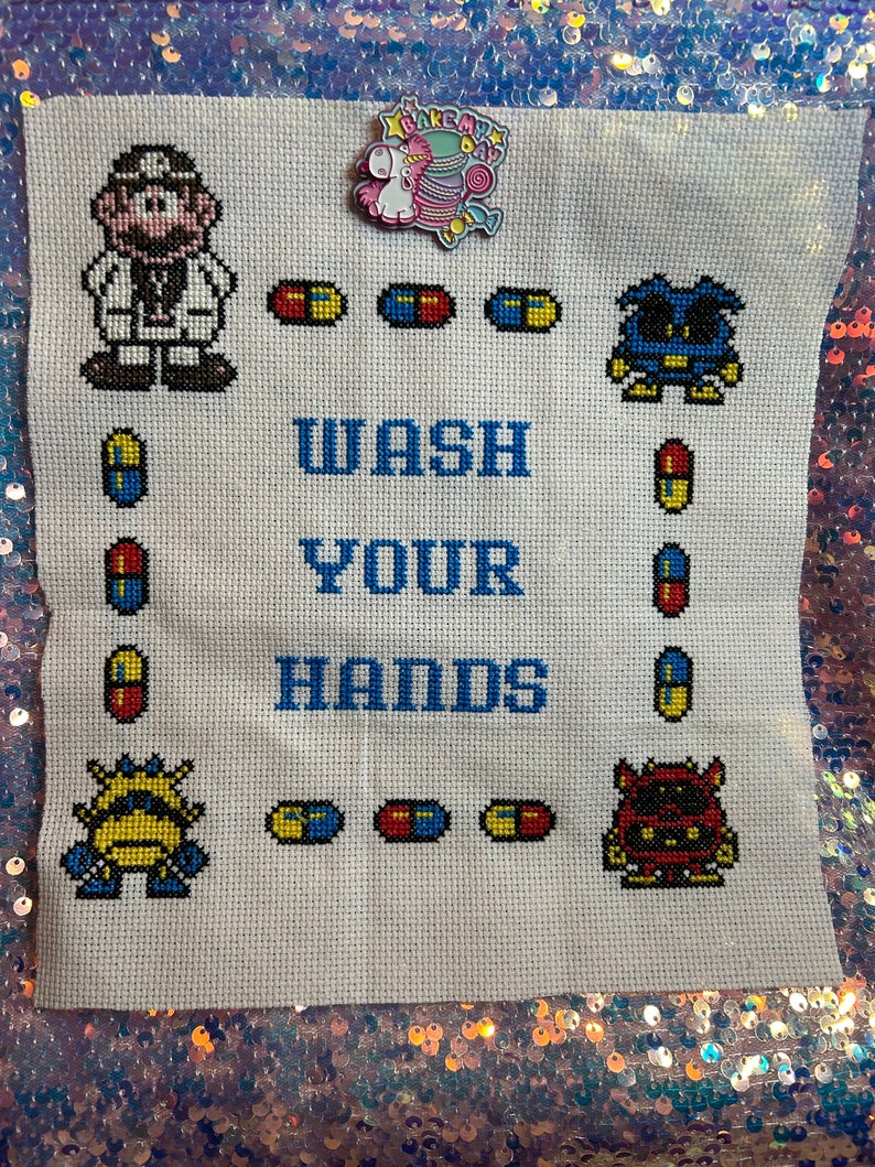 Doctor Mario Wash Your Hands Bathroom Cross Stitch - Etsy