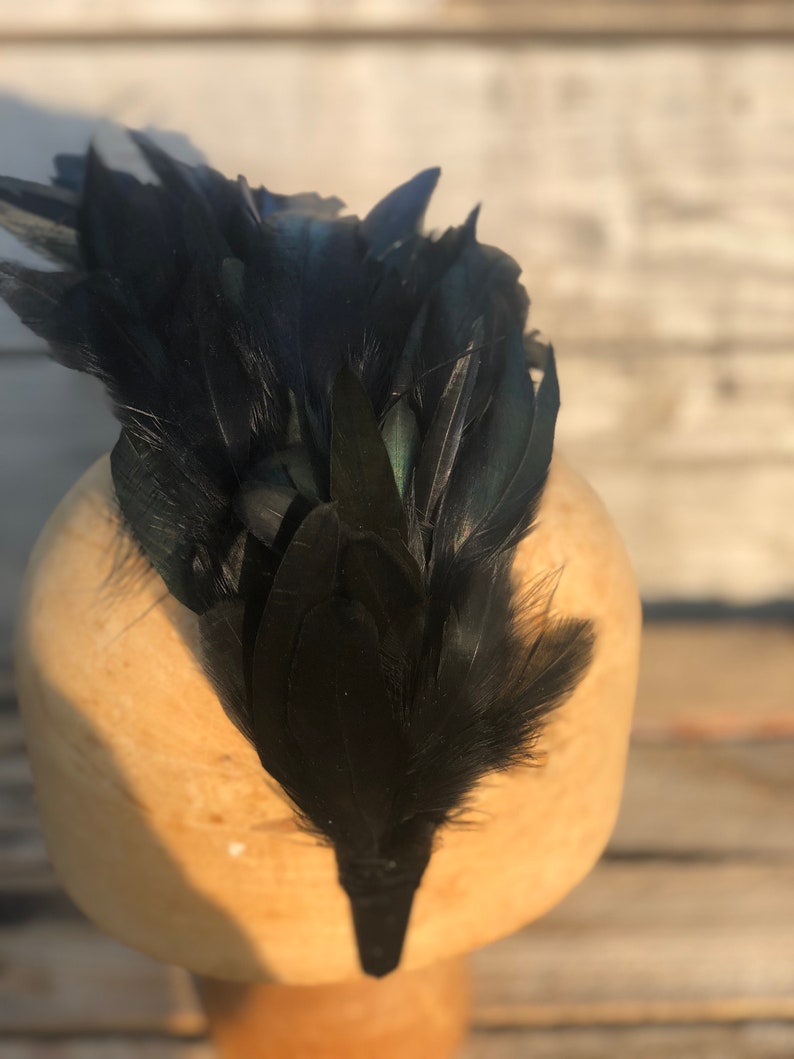 Elegant Black Feather Fascinator: Bespoke Handmade Headdress for ...