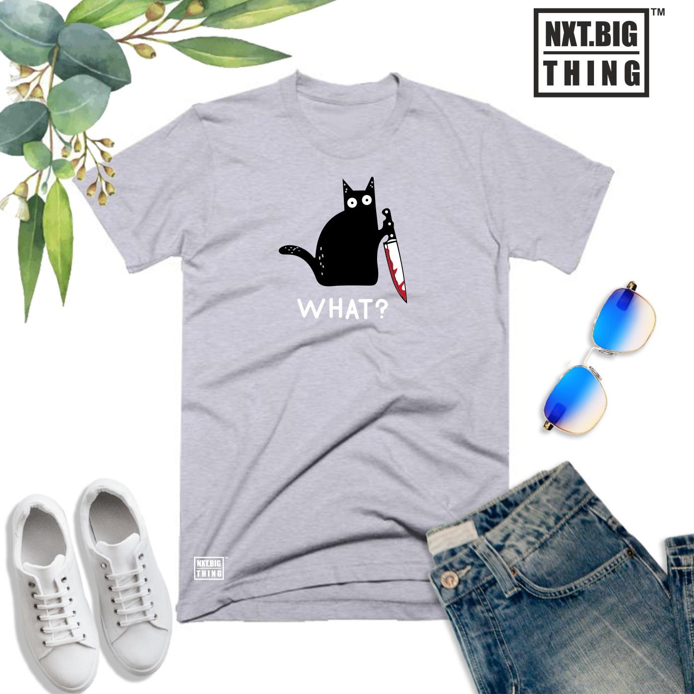 Killer Cat T Shirt Threatening Cat Knife Blood Witch Trick or - Etsy