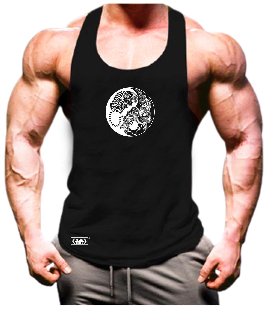 Yin Yang Tiger Dragon Stringer Vest Gym Clothing Bodybuilding Training ...