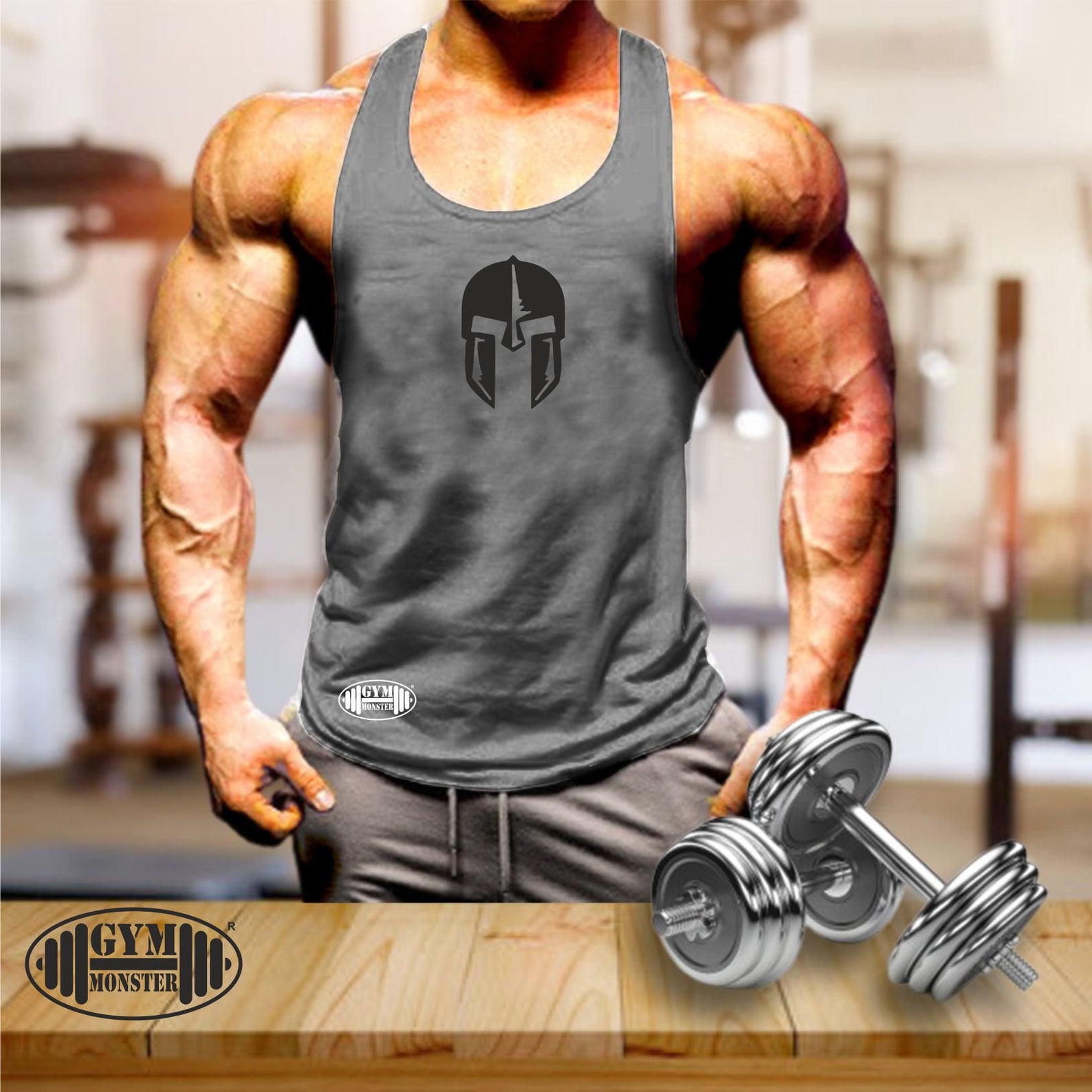 Spartan Helmet Vest Gym Clothing Bodybuilding Training Workout Exercise ...