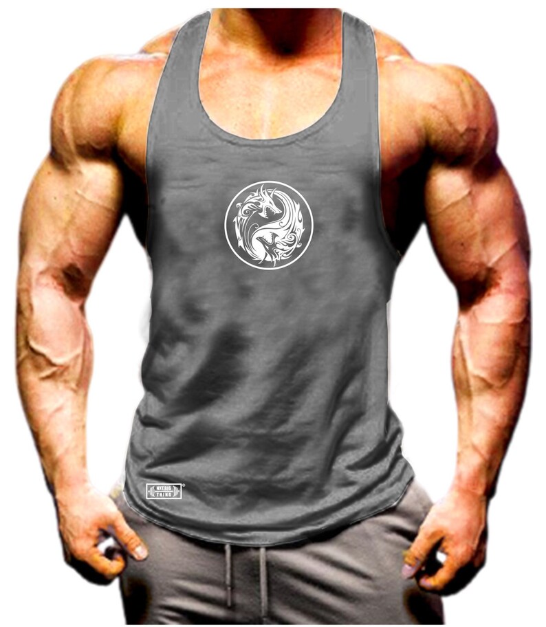 Yin Yang Dragon Vest Gym Clothing Bodybuilding Training Workout ...