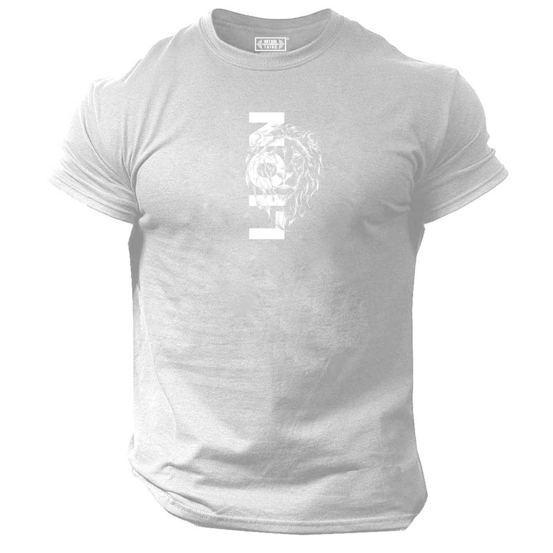 Lion T Shirt Gym Clothing Bodybuilding Weight Training Workout Exercise ...