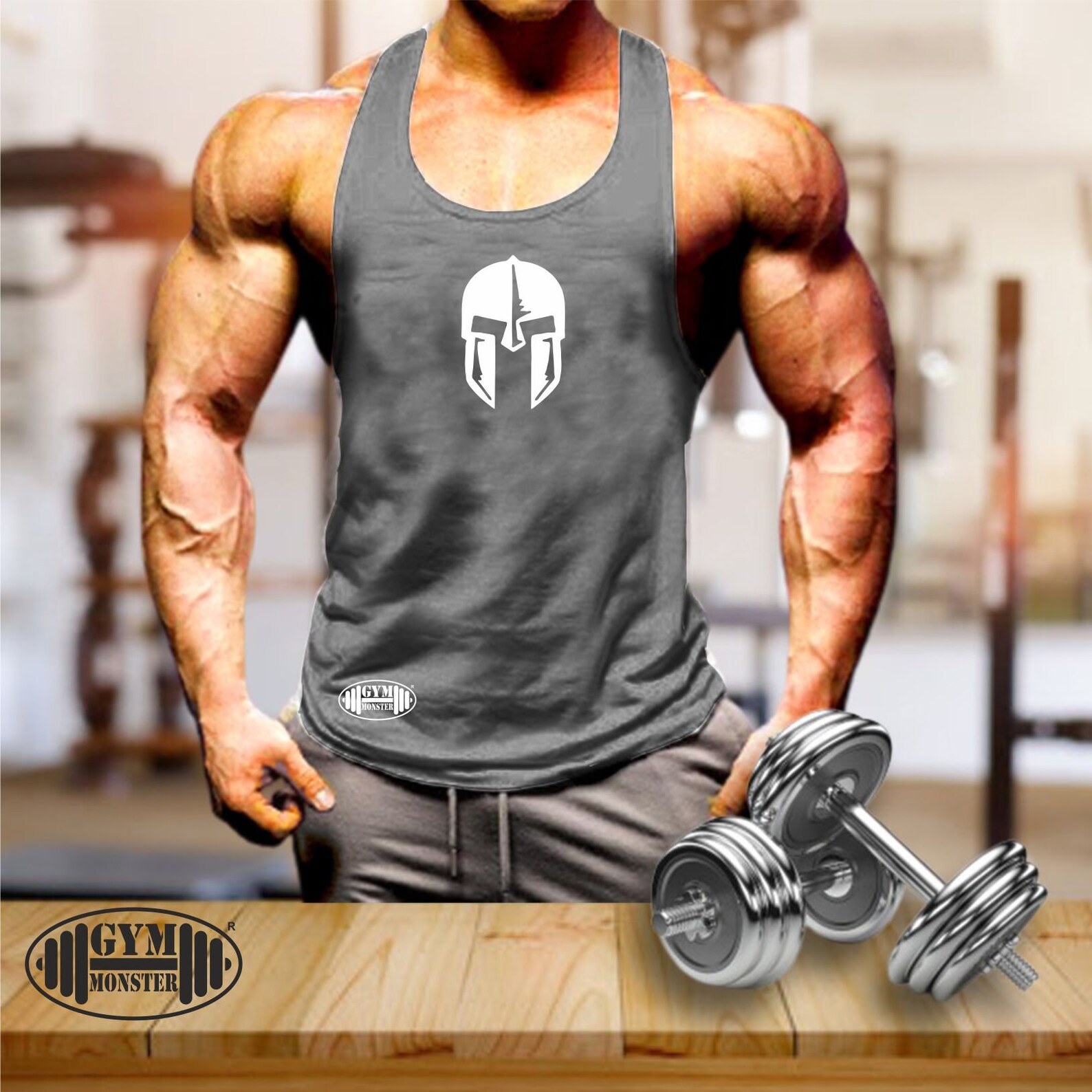 Spartan Helmet Vest Gym Clothing Bodybuilding Training Workout Exercise ...
