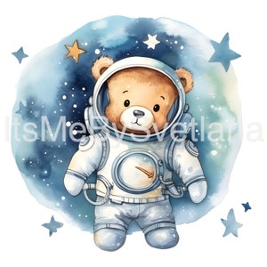 Teddy Bear Astronaut Clipart, 12 High Quality Jpgs, Invitations Digital ...