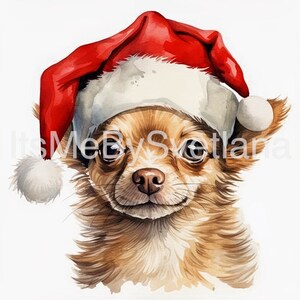 Christmas Puppy Dog Watercolor Clipart, Christmas Dog Print, Book ...