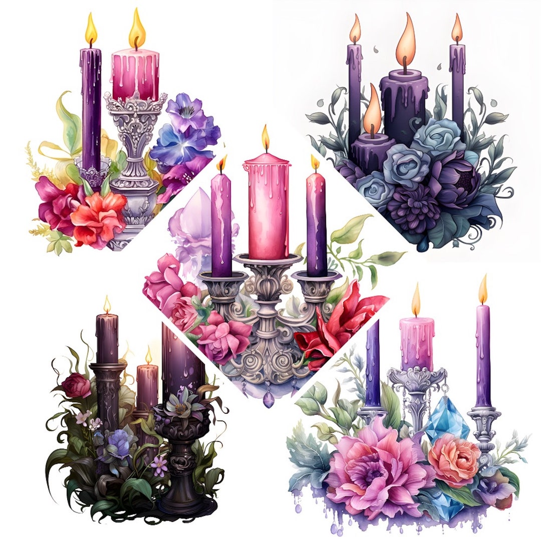 Victorian Candle Watercolor Clipart Antique Candle Holders - Etsy